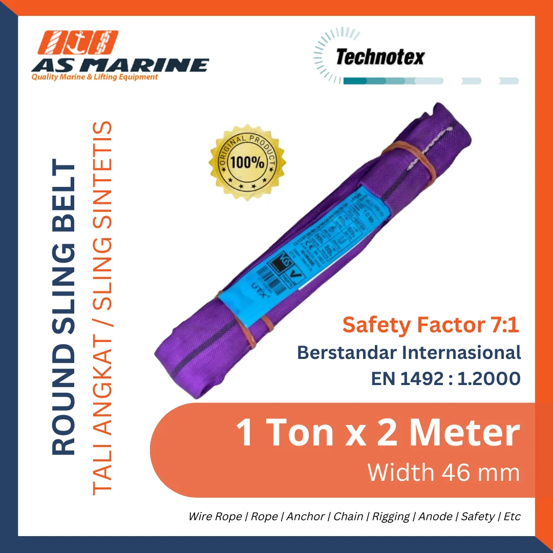 Round Sling Belt / Tali Angkat 1 Ton x 2 Meter 46 mm Technotex Holland ...