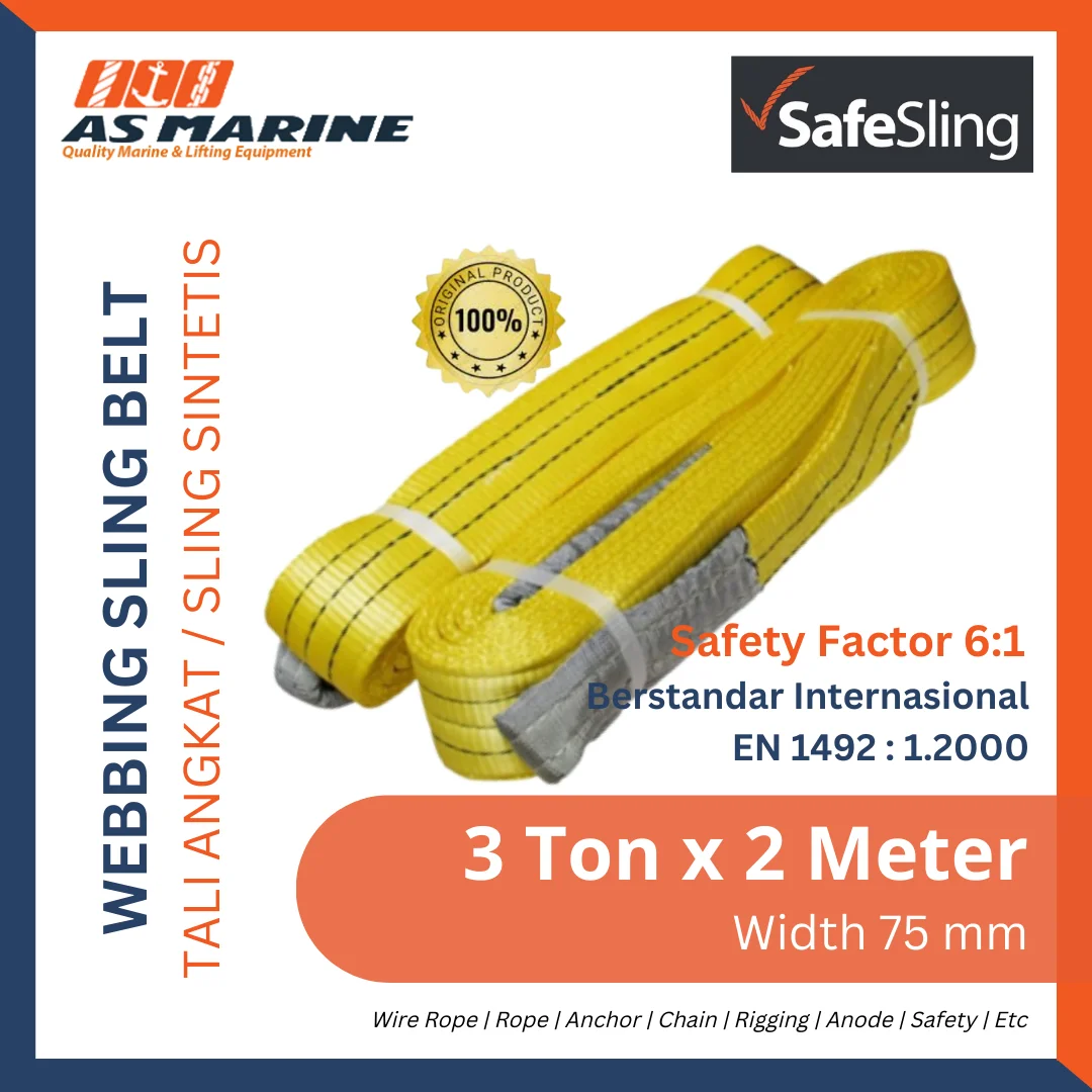 Webbing Sling Belt / Tali Angkat 3 Ton x 2 Meter 75 mm Safesling | PT ...
