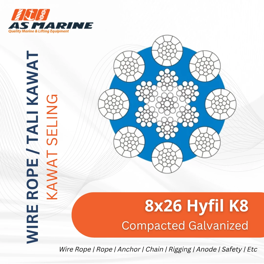 Wire Rope 8x26 Hyfil K8 Compacted Galvanized | PT. Anugrah Sukses Marine