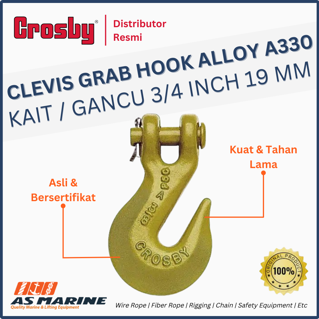 Crosby USA Clevis Grab Hook / Kait / Gancu Alloy A330 3/4 Inch 19 mm | PT. Anugrah Sukses Marine
