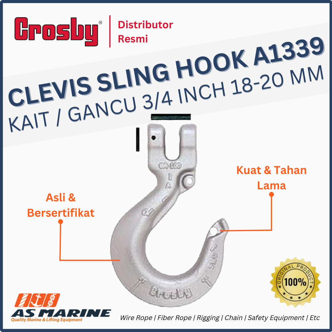 Crosby USA Clevis Sling Hook / Kait / Gancu A1339 3/4 Inch 18-20 mm ...