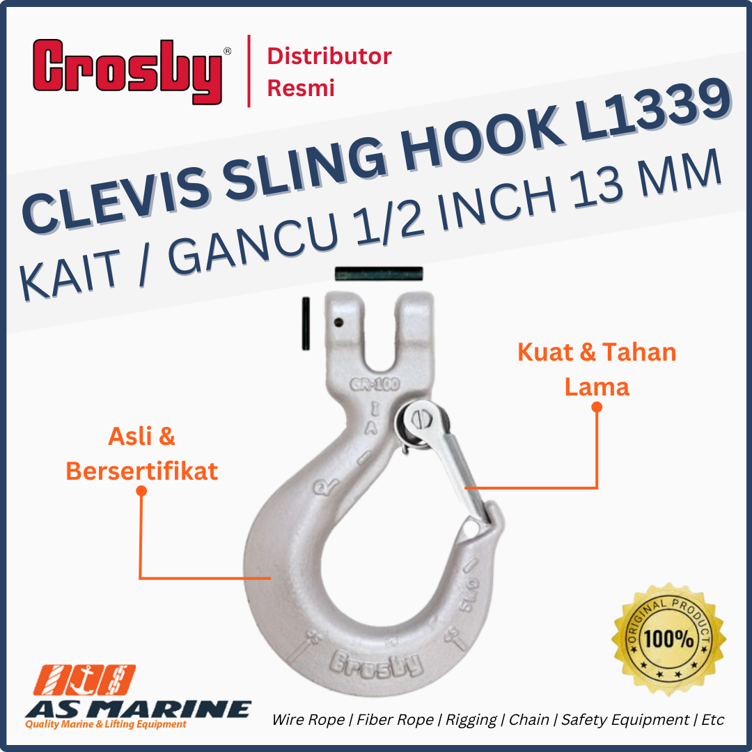 Crosby USA Clevis Sling Hook / Kait / Gancu L1339 With Latch Kit 1/2 Inch 13 mm | PT. Anugrah ...