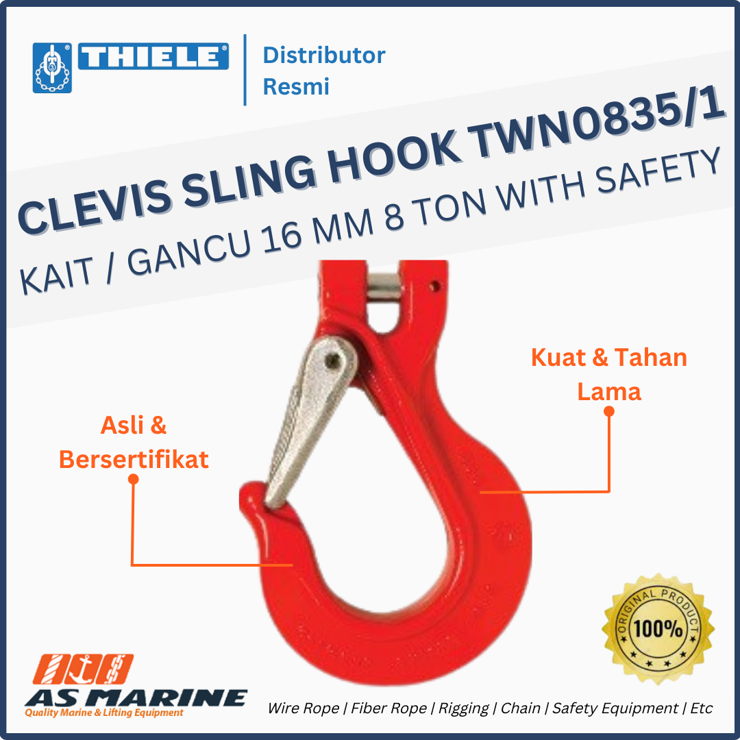 THIELE Clevis Sling Hook / Kait / Gancu TWN 0835-1 16 mm 8 Ton With ...