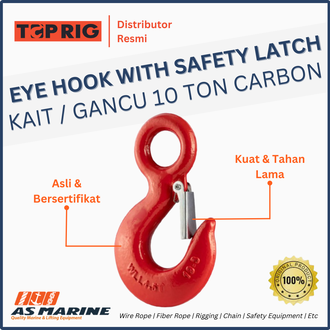 Toprig Hook Eye / Kait / Gancu with Safety Latch Kit 10 Ton Carbon | PT ...