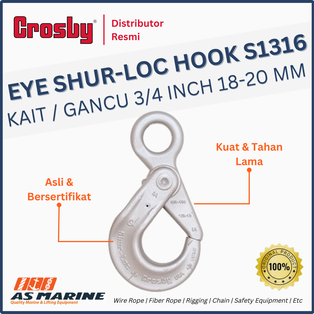 Crosby USA Eye Shur-Loc Hook / Kait / Gancu S1316 3/4 Inch 18-20 mm ...