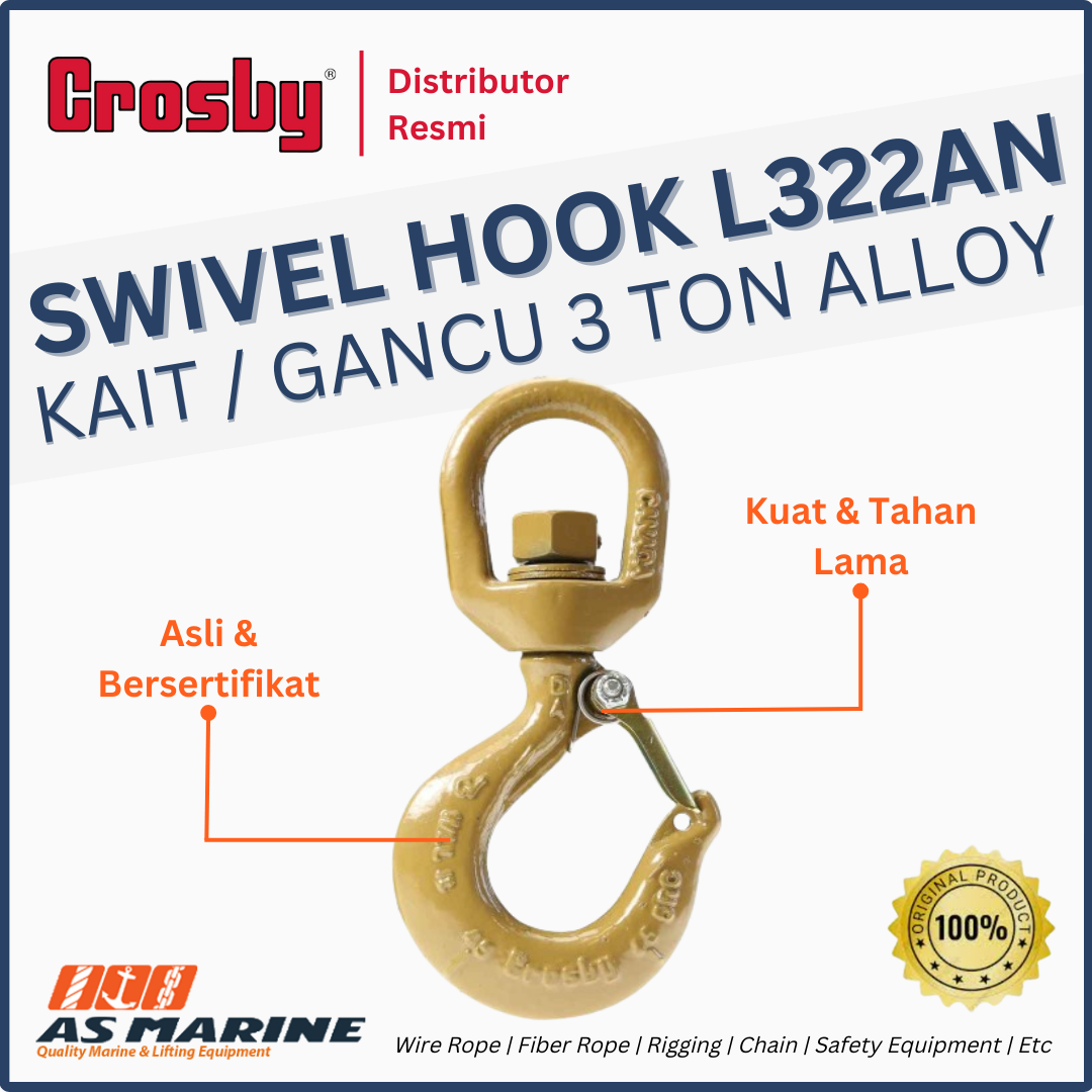 Crosby USA Swivel Hook / Kait / Gancu L322AN Alloy with Latch Kit 3 Ton ...