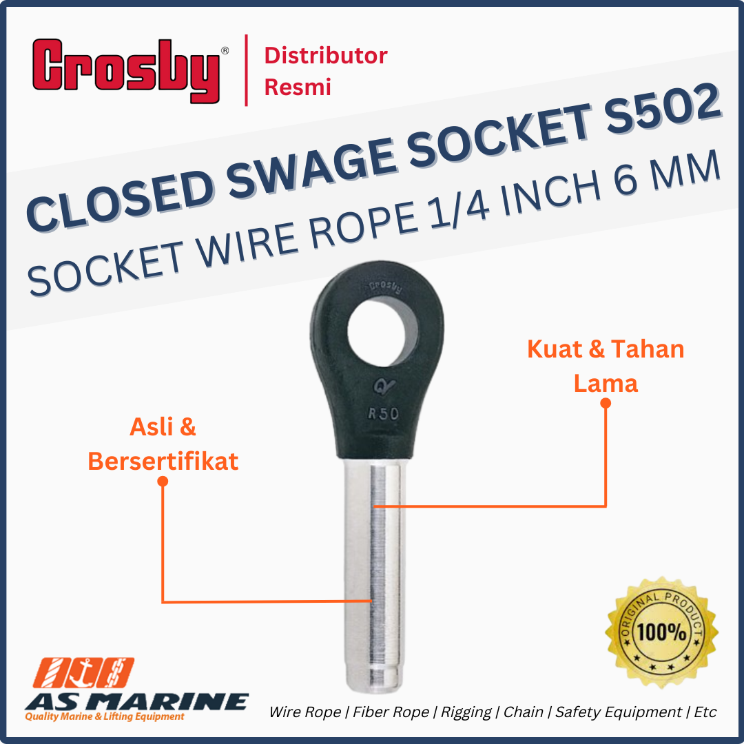 Crosby USA Closed Swage Socket / Socket Wire Rope Sling S502 1/4 Inch 6 ...