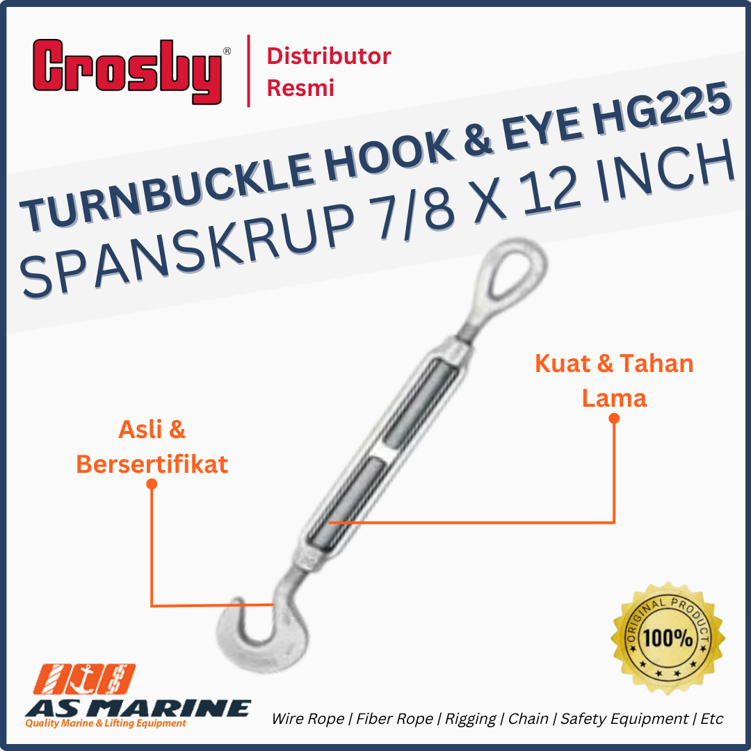 Crosby USA Turnbuckle / Spanskrup Hook & Eye HG225 7/8 x 12 Inch | PT ...