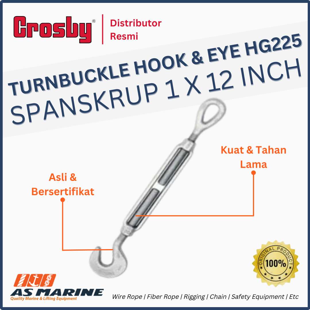 Crosby USA Turnbuckle / Spanskrup Hook & Eye HG225 1 x 12 Inch | PT ...