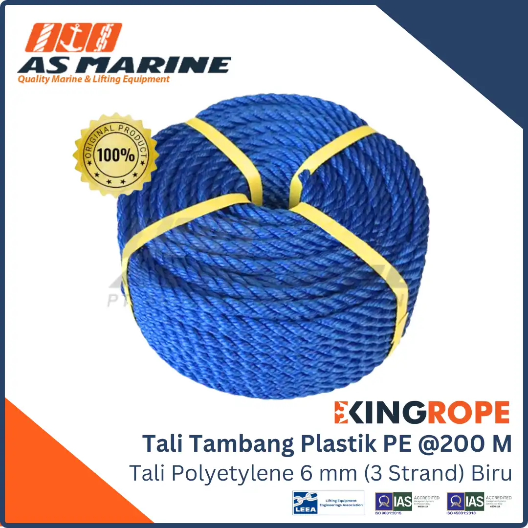 Tali Tambang Plastik PE 6 mm Biru Kingrope | PT. Anugrah Sukses Marine