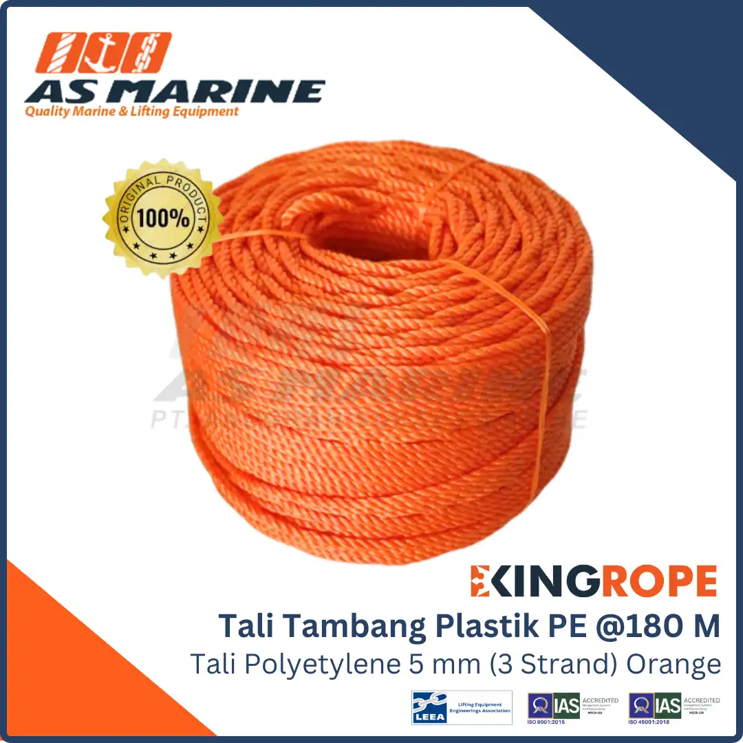 Tali Tambang Plastik PE 5 mm Orange Kingrope | PT. Anugrah Sukses Marine