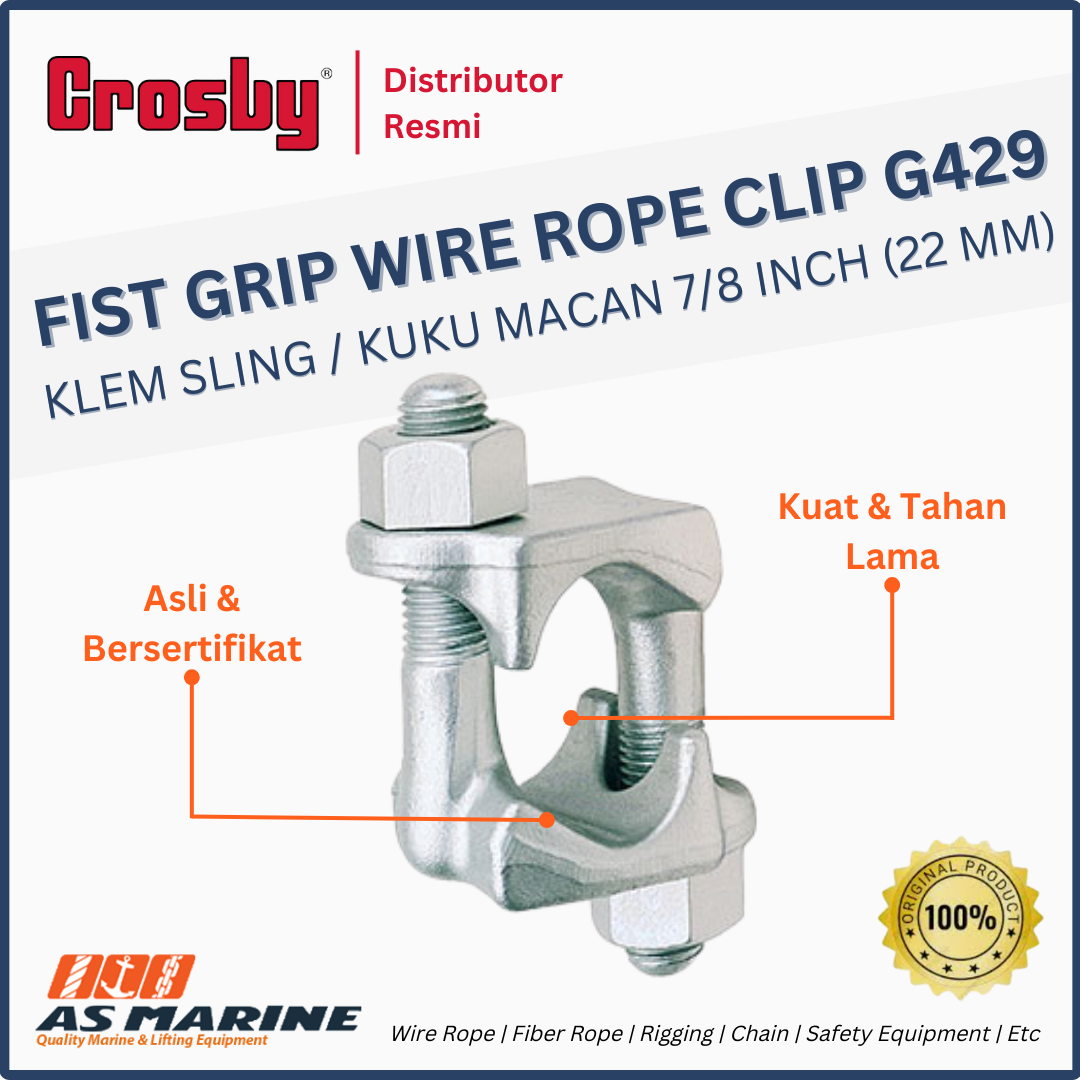 Crosby USA Fist Grip Wire Rope Clip / Klem Sling G429 7/8 Inch 22 mm ...
