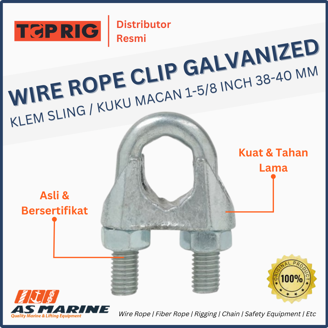 Toprig Wire Rope Clip / Klem Sling / Kuku Macan Galvanized 1-5/8 Inch ...