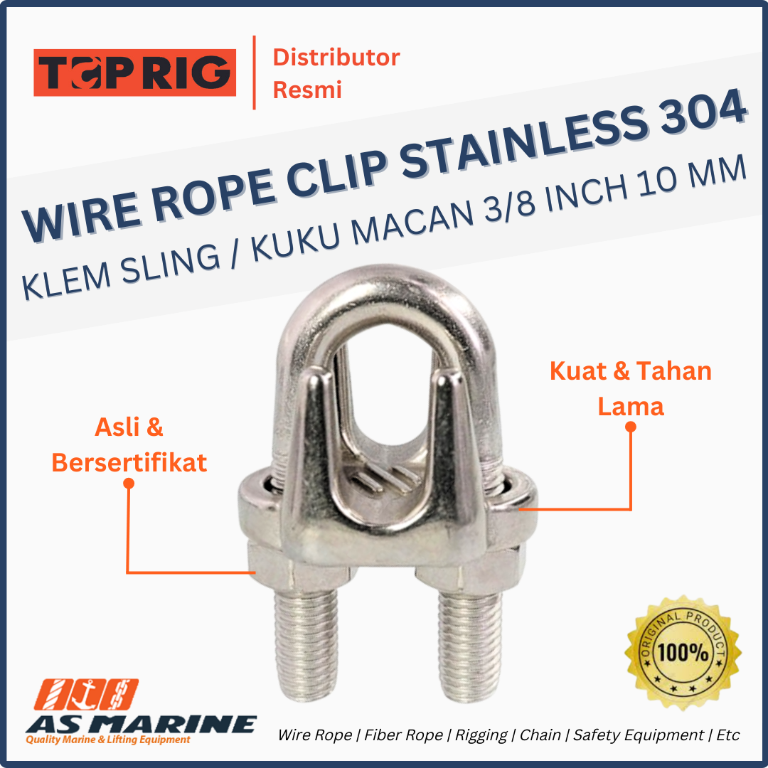 Toprig Wire Rope Clip / Klem Sling / Kuku Macan Stainless Steel 304 3/8 ...